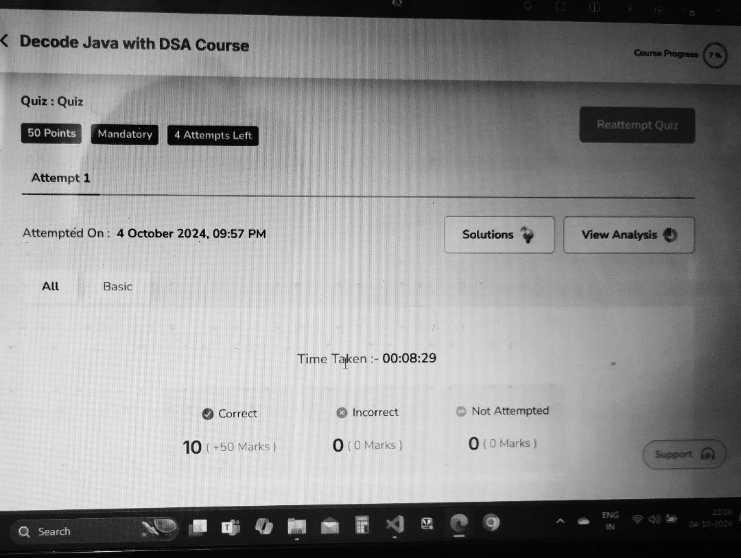 Harsh Pareek on LinkedIn: #java #dsa #module7 #quiz #perfectscore # ... Harsh Pareek on LinkedIn: #java #dsa #module7 #quiz #perfectscore # ...