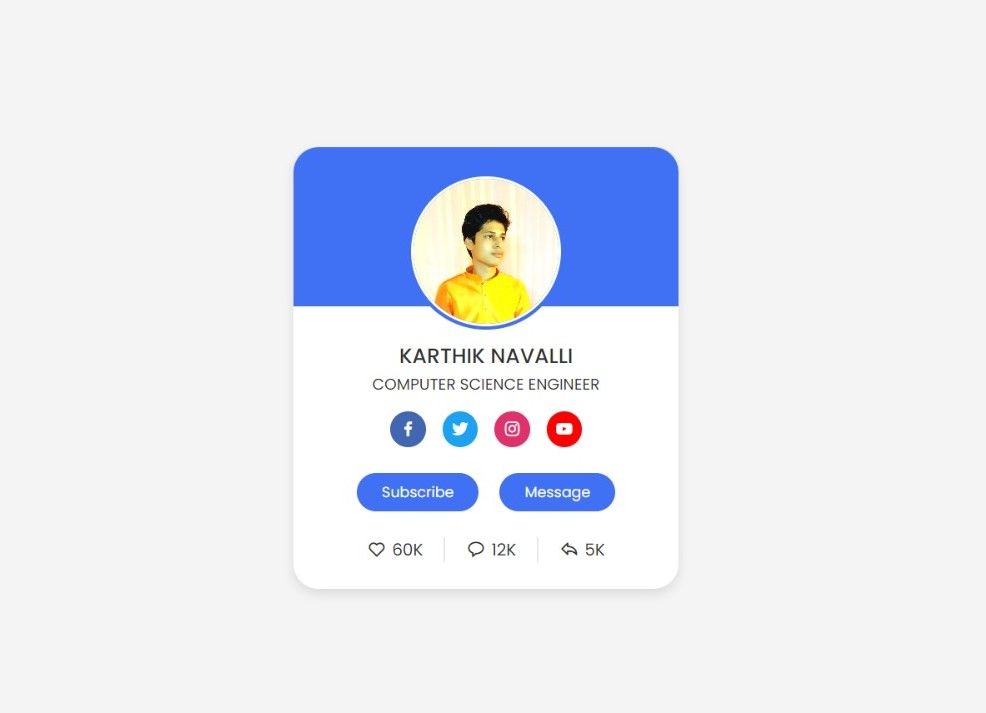 Design Profile Card using front end technologies | Karthik K Navalli ... Design Profile Card using front end technologies | Karthik K Navalli ...