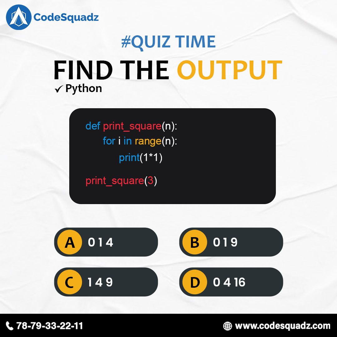 CodeSquadz on LinkedIn: #pythonprogramming #pythondeveloper #pythonquiz ... CodeSquadz on LinkedIn: #pythonprogramming #pythondeveloper #pythonquiz ...