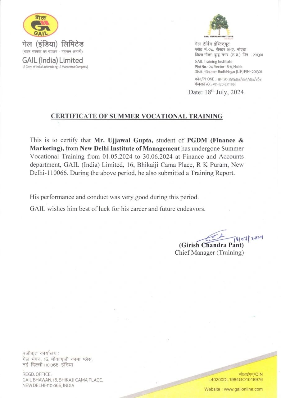Ujjawal Gupta,MBA on LinkedIn: #financeinternship #gailindia #treasury ... Ujjawal Gupta,MBA on LinkedIn: #financeinternship #gailindia #treasury ...