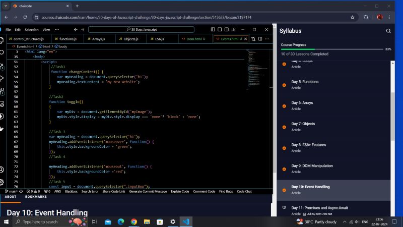 My 30-day JavaScript challenge on event handling | Yeshvi Gupta posted ... My 30-day JavaScript challenge on event handling | Yeshvi Gupta posted ...