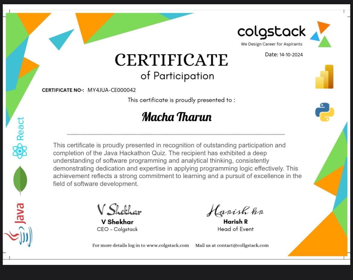 Macha Tharun on LinkedIn: #java #react #python #softwaredevelopment # ... Macha Tharun on LinkedIn: #java #react #python #softwaredevelopment # ...