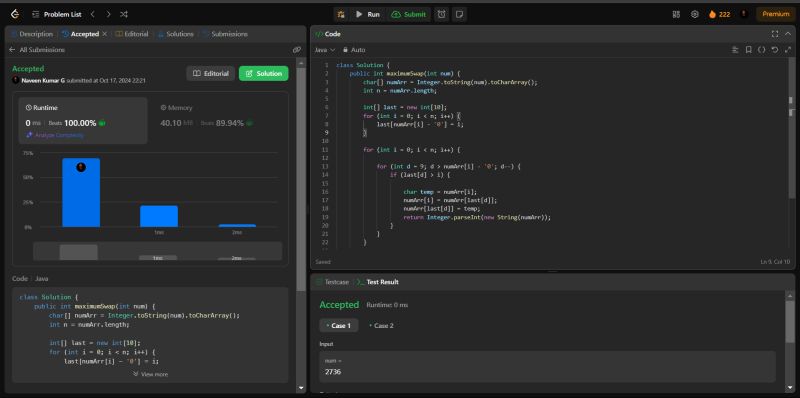 Naveen Kumar on LinkedIn: Leetcode problem of the day : Maximum Swap ... Naveen Kumar on LinkedIn: Leetcode problem of the day : Maximum Swap ...