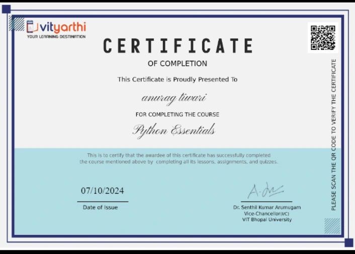 Anurag Tiwari on LinkedIn: #python #vityarthi #programming #newskills # ... Anurag Tiwari on LinkedIn: #python #vityarthi #programming #newskills # ...