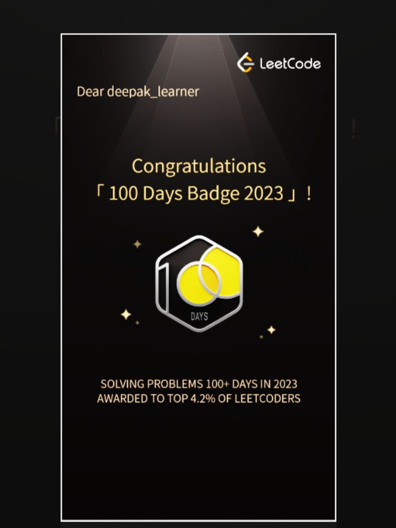 Gouru Sai Deepak on LinkedIn: LeetCode 100 day Badge Gouru Sai Deepak on LinkedIn: LeetCode 100 day Badge