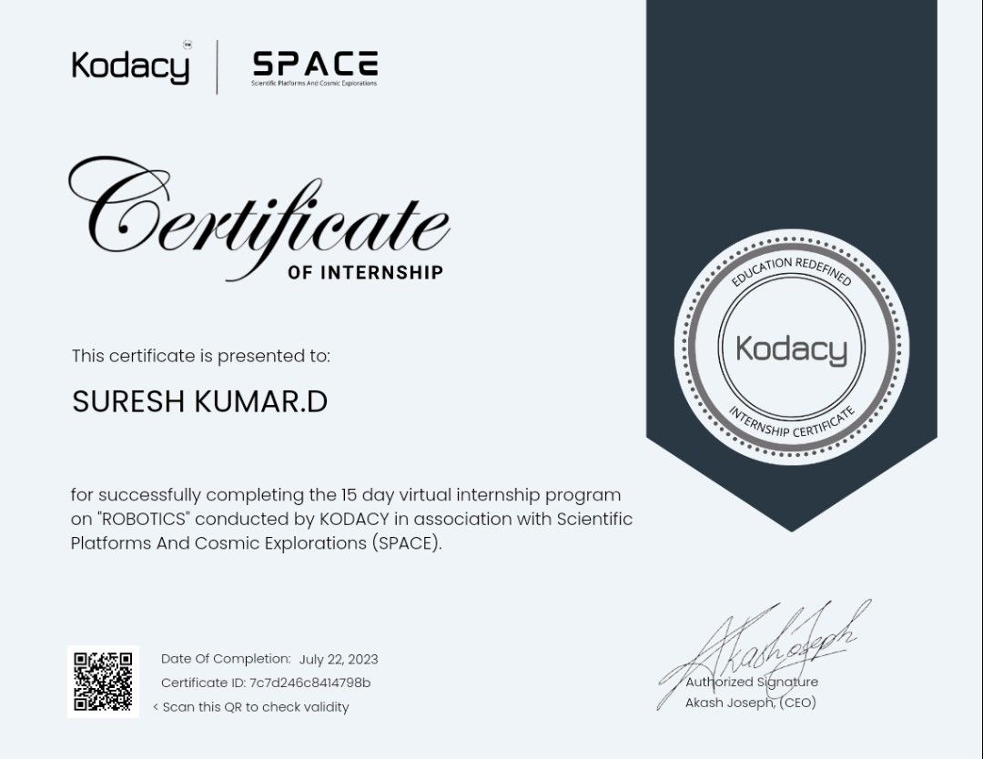 I especially enjoyed Robotics Virtual Internship. It was challenging ... I especially enjoyed Robotics Virtual Internship. It was challenging ...