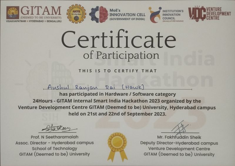 Anshul Rai on LinkedIn: Smart India HAckathon Anshul Rai on LinkedIn: Smart India HAckathon