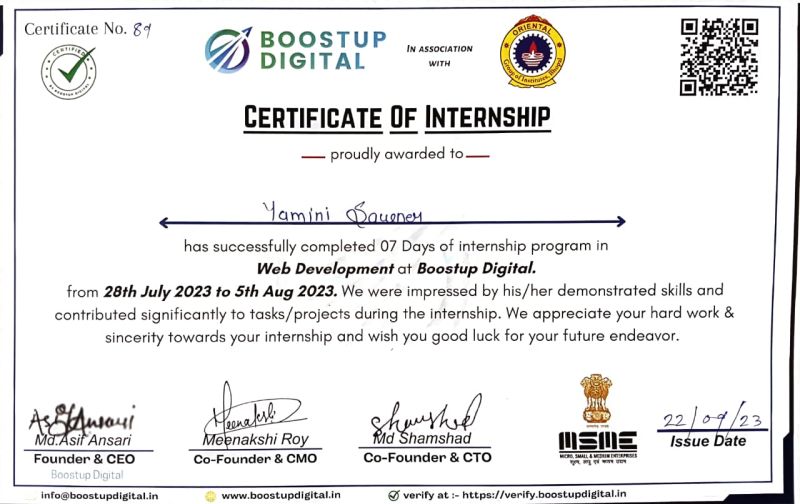 Yamini Sawner on LinkedIn: #webdevelopment #internshipcertificate # ... Yamini Sawner on LinkedIn: #webdevelopment #internshipcertificate # ...