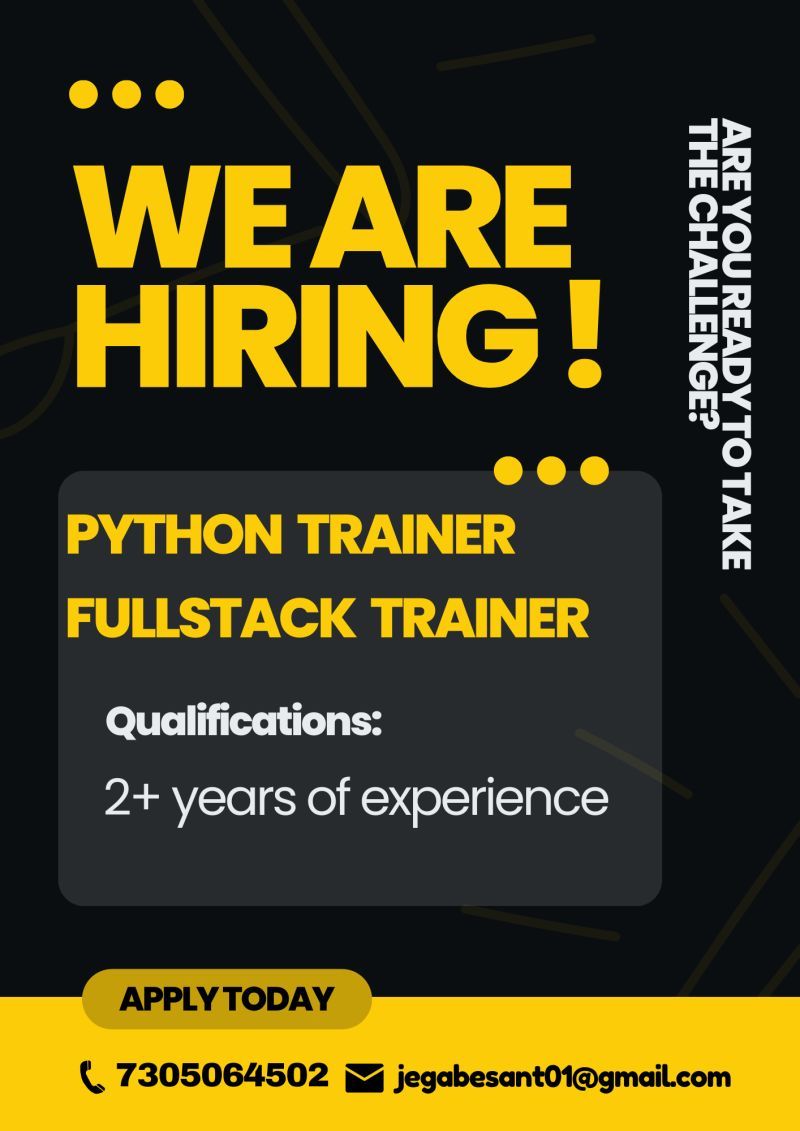 Besant technologies velachery on LinkedIn: #hiring #pythondeveloper # ... Besant technologies velachery on LinkedIn: #hiring #pythondeveloper # ...