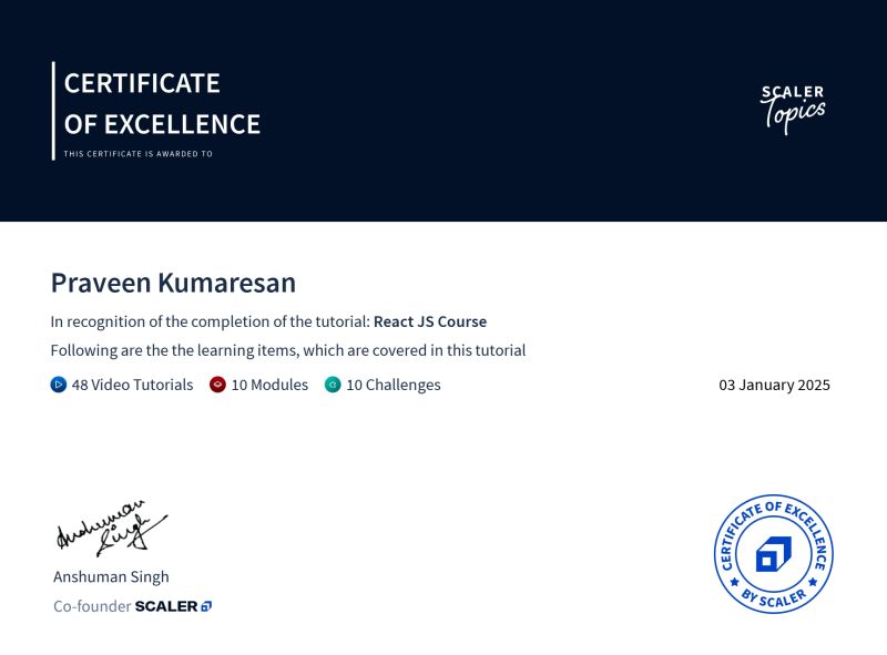 Praveen Kumaresan on LinkedIn: #reactjs #scaler #webdevelopment # ... Praveen Kumaresan on LinkedIn: #reactjs #scaler #webdevelopment # ...