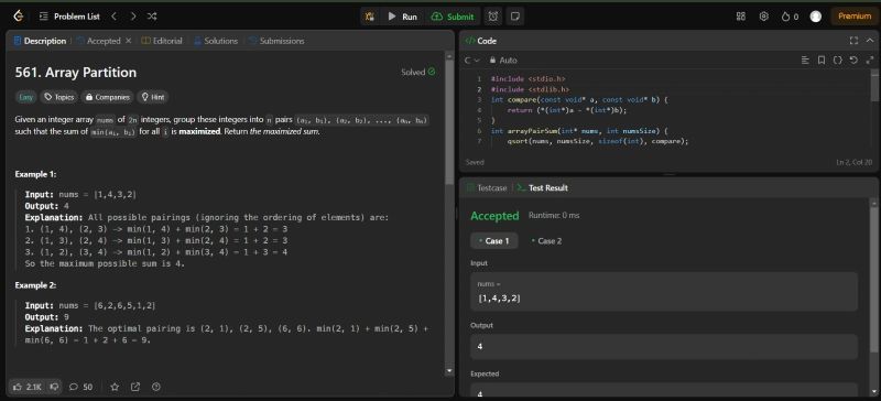 Akshaya D on LinkedIn: Leetcode completion on Array partition using C ... Akshaya D on LinkedIn: Leetcode completion on Array partition using C ...