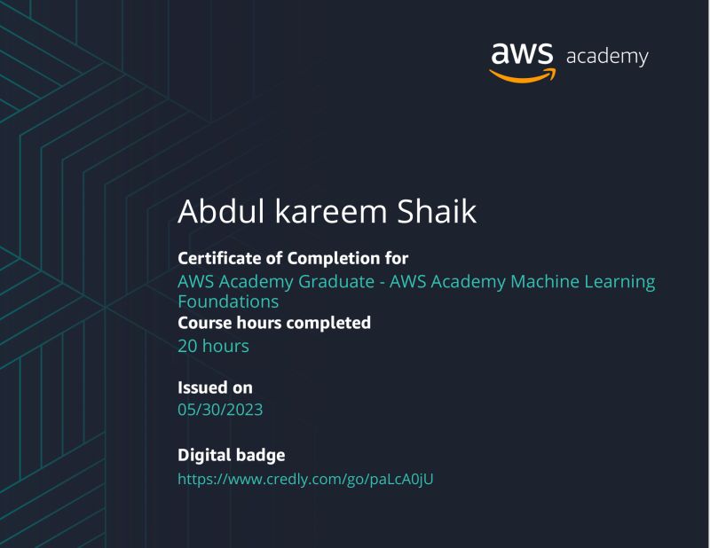#machinelearning #aws | Abdul kareem Shaik #machinelearning #aws | Abdul kareem Shaik