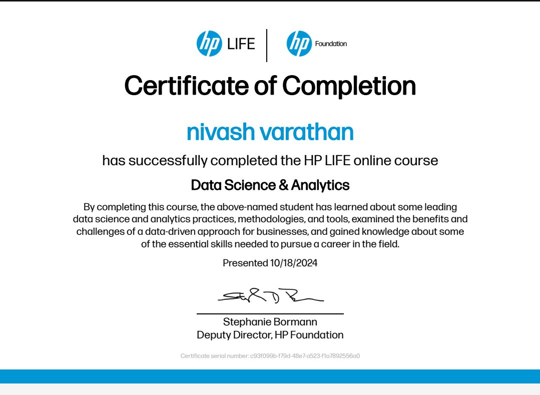 NIVASH V on LinkedIn: #hplifeonline #datascience #analytics #certification NIVASH V on LinkedIn: #hplifeonline #datascience #analytics #certification
