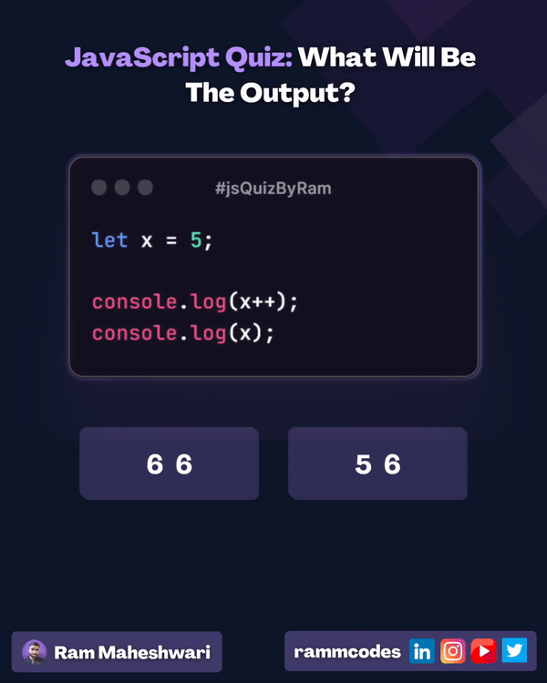 Ram Maheshwari ♾️ on LinkedIn: #jsquizbyram #html #css #javascript ... Ram Maheshwari ♾️ on LinkedIn: #jsquizbyram #html #css #javascript ...