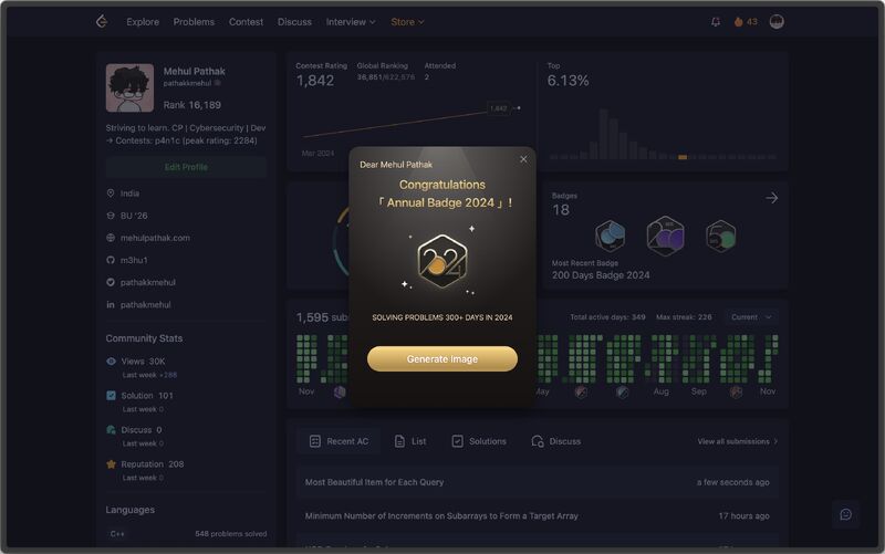Mehul Pathak on LinkedIn: #leetcode #dsa #competitiveprogramming # ... Mehul Pathak on LinkedIn: #leetcode #dsa #competitiveprogramming # ...