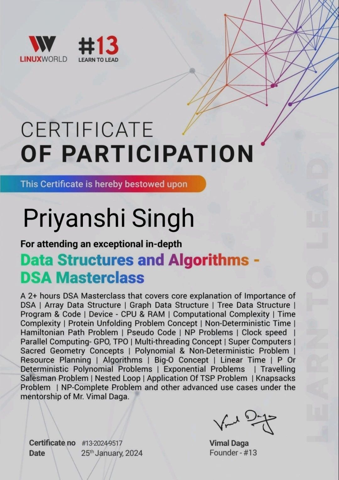 Priyanshi Singh on LinkedIn: #dsa #linuxworld #vimaldaga #masterclass # ... Priyanshi Singh on LinkedIn: #dsa #linuxworld #vimaldaga #masterclass # ...