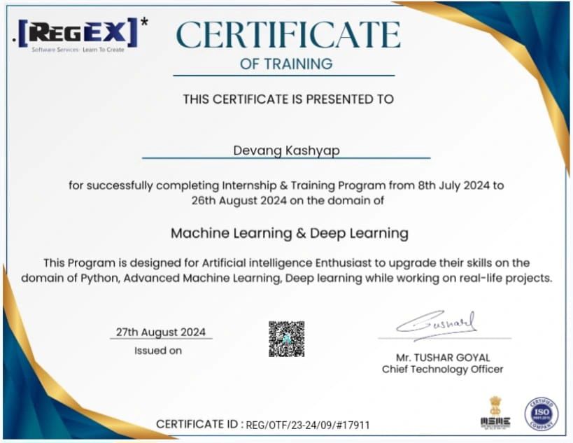 Devang Kashyap on LinkedIn: #machinelearning #deeplearning #ai #internship Devang Kashyap on LinkedIn: #machinelearning #deeplearning #ai #internship