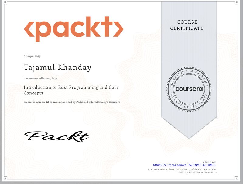 #rustlang #rustprogramming #coursera #packt #lifelonglearning ... #rustlang #rustprogramming #coursera #packt #lifelonglearning ...
