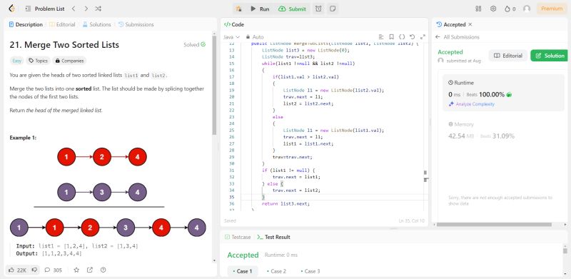Resolved Problem 21: Merge Two Sorted Lists | Eshwar Inamdar posted on ... Resolved Problem 21: Merge Two Sorted Lists | Eshwar Inamdar posted on ...