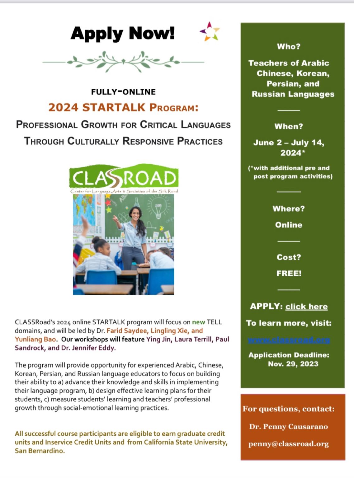 JIAN LIU on LinkedIn: Join CLASSRoad’s 2024 STARTALK teacher training ... JIAN LIU on LinkedIn: Join CLASSRoad’s 2024 STARTALK teacher training ...