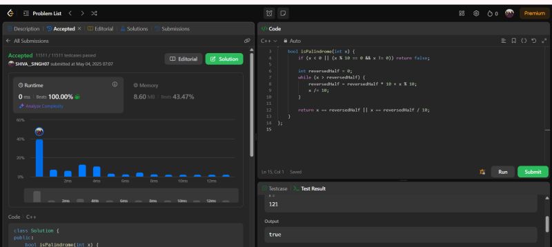 #day4 #codingchallenge #leetcode #palindrome #cplusplus #problemsolving ... #day4 #codingchallenge #leetcode #palindrome #cplusplus #problemsolving ...