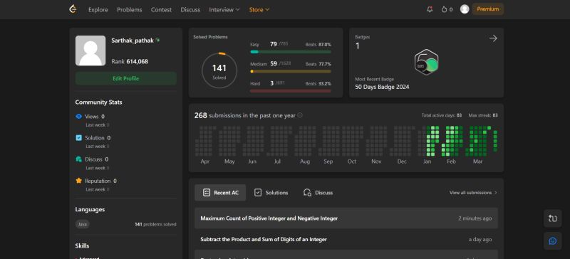Sarthak Pathak on LinkedIn: Completed 83 days of consistent LeetCode ... Sarthak Pathak on LinkedIn: Completed 83 days of consistent LeetCode ...