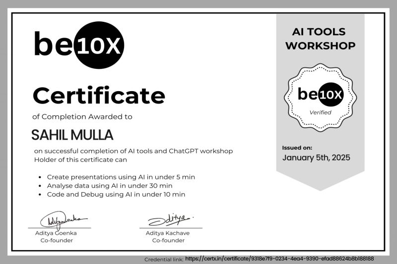 #ai #learning #be10x #innovation | Sahil Mulla #ai #learning #be10x #innovation | Sahil Mulla