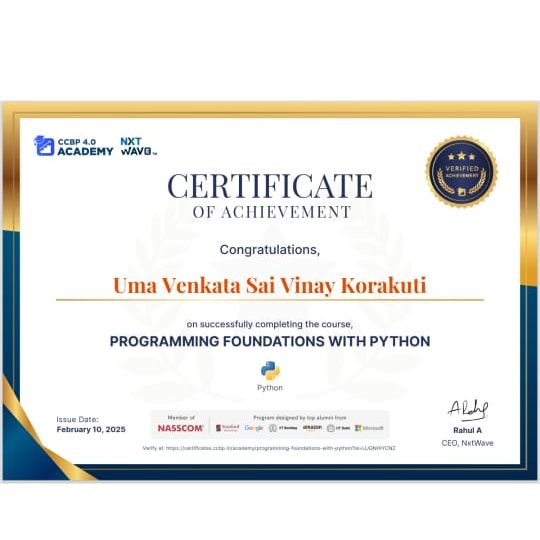 #python #nxtwave #learning #programming #certification | Uma Venkata ... #python #nxtwave #learning #programming #certification | Uma Venkata ...