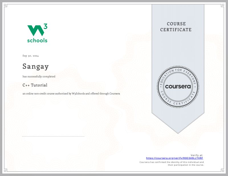 Sangay Wangchen on LinkedIn: #cplusplus #programming #coursera # ... Sangay Wangchen on LinkedIn: #cplusplus #programming #coursera # ...