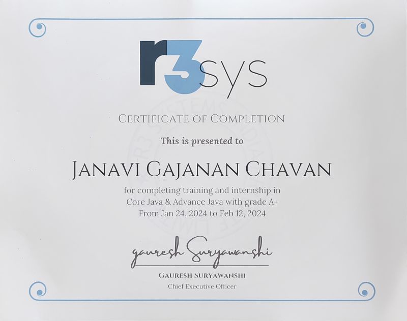 Janavi Chavan on LinkedIn: #javadevelpement #techskills #javainternship ... Janavi Chavan on LinkedIn: #javadevelpement #techskills #javainternship ...
