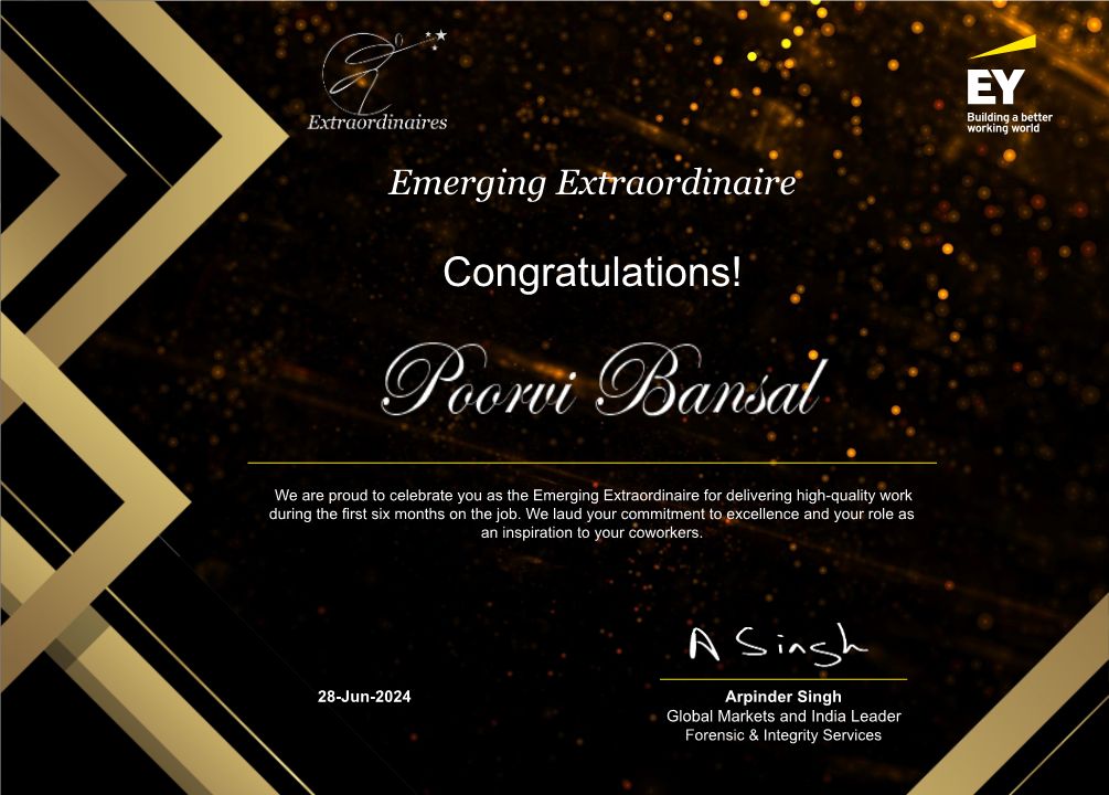 Poorvi Bansal on LinkedIn: #ey #eycareers #eyindia #eyrecognition | 23 ... Poorvi Bansal on LinkedIn: #ey #eycareers #eyindia #eyrecognition | 23 ...
