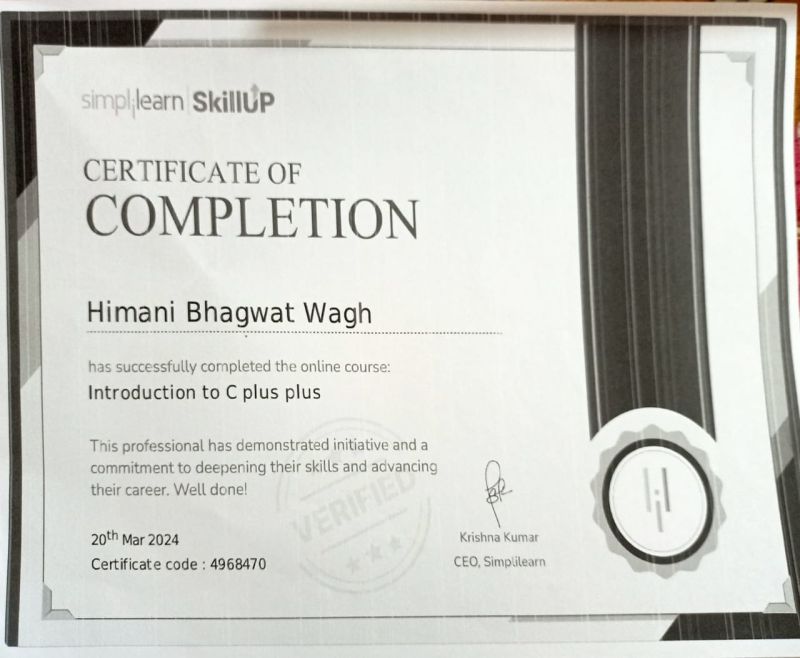 Himani Wagh on LinkedIn: #cplusplus #programming #learning #codingjourney Himani Wagh on LinkedIn: #cplusplus #programming #learning #codingjourney
