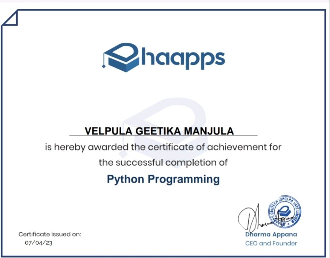 Geetika Manjula Naidu on LinkedIn: Hii all ! Python programming ... Geetika Manjula Naidu on LinkedIn: Hii all ! Python programming ...