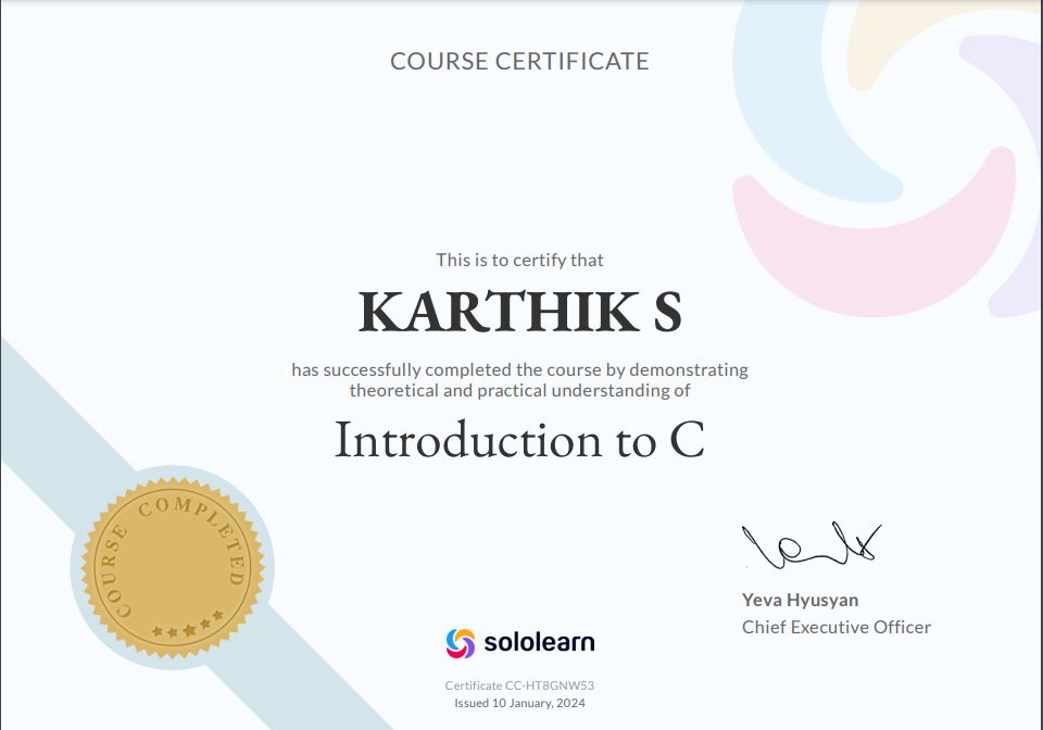 Karthik S on LinkedIn: #sololearn #careerjourney #gratitude #cprogramming Karthik S on LinkedIn: #sololearn #careerjourney #gratitude #cprogramming
