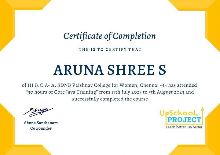 Aruna Shree S on LinkedIn: #java #corejava #training Aruna Shree S on LinkedIn: #java #corejava #training