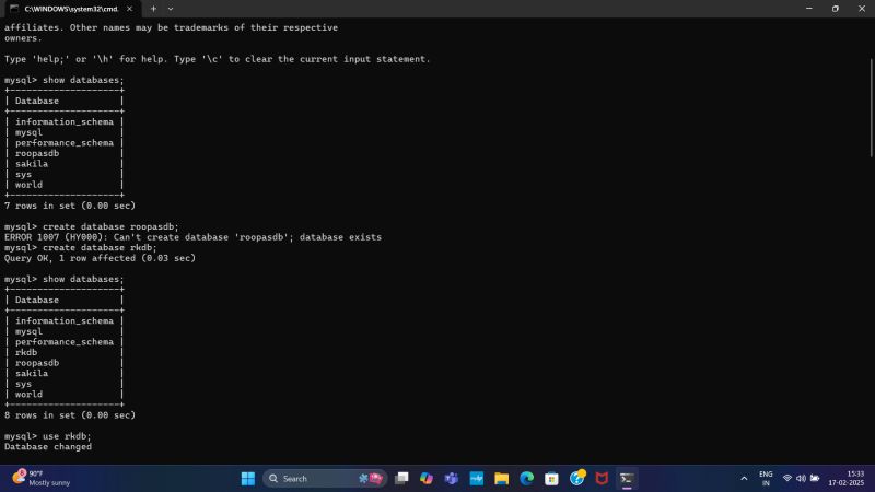 roopas kumar on LinkedIn: task-61 install MySQL task-62 practice ddl ... roopas kumar on LinkedIn: task-61 install MySQL task-62 practice ddl ...