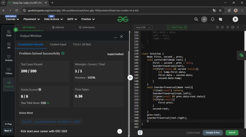 #gfg160 #geekstreak2024 #bst #tree #inordertraversal | Ranjith kumar S #gfg160 #geekstreak2024 #bst #tree #inordertraversal | Ranjith kumar S