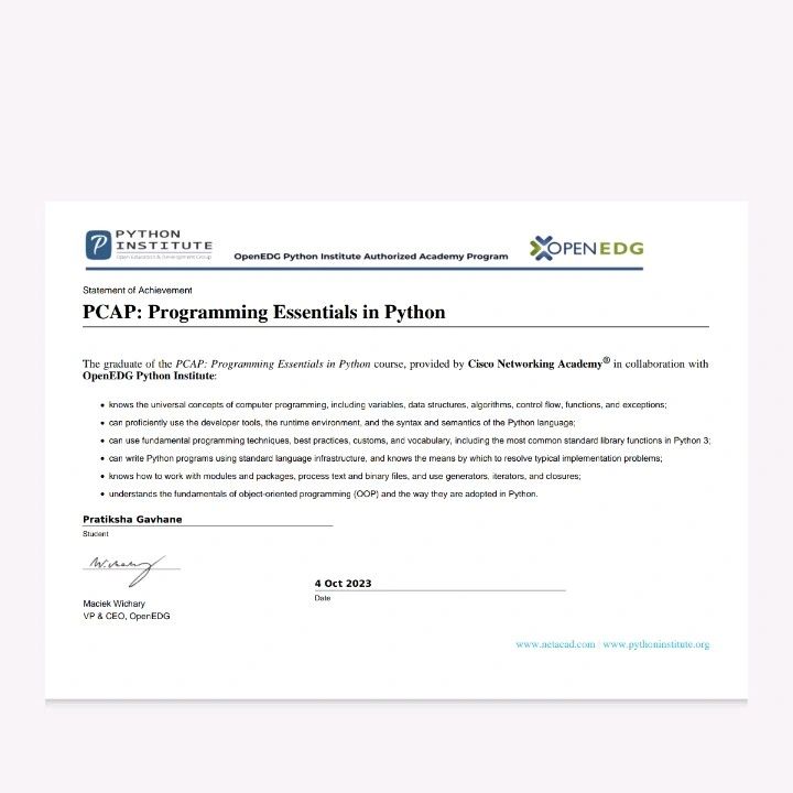 Pratiksha Gavhane on LinkedIn: #python #cisco Pratiksha Gavhane on LinkedIn: #python #cisco