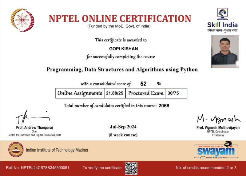 Gopi Kishan on LinkedIn: #learningneverstops #dsa #python #nptel # ... Gopi Kishan on LinkedIn: #learningneverstops #dsa #python #nptel # ...