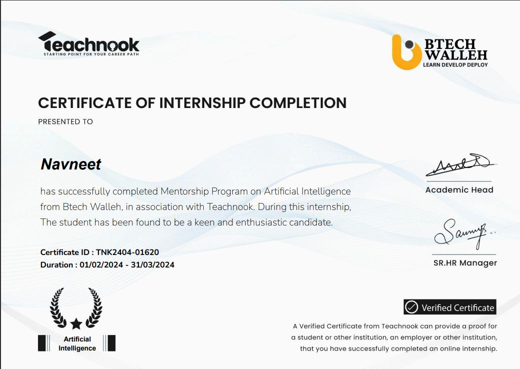 #ai #internshipcomplete #teachnookexperience | Navneet Sheokand #ai #internshipcomplete #teachnookexperience | Navneet Sheokand