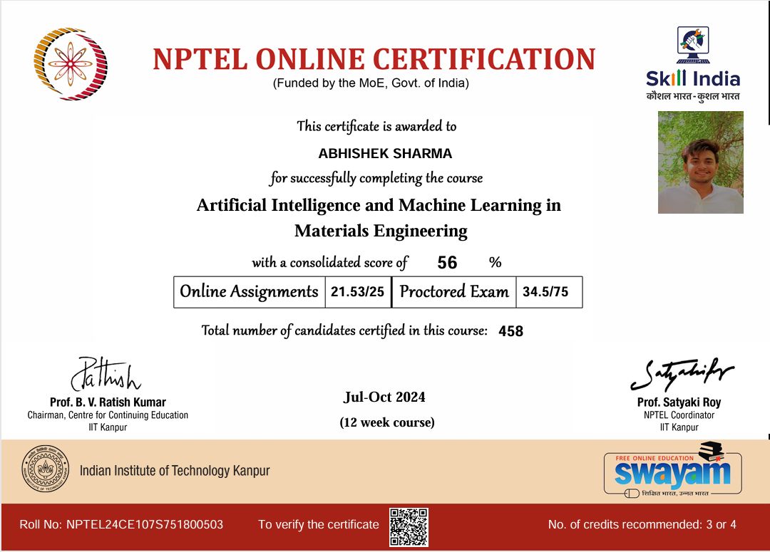 Abhishek Sharma on LinkedIn: #nptel #iit #achievementunlocked # ... Abhishek Sharma on LinkedIn: #nptel #iit #achievementunlocked # ...