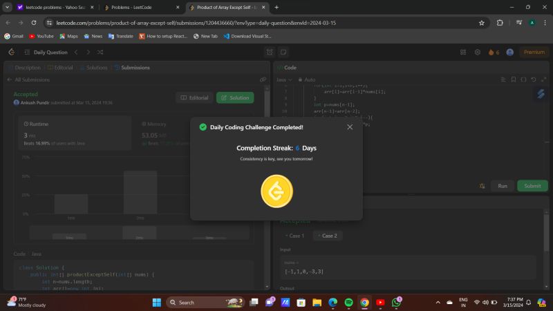 Challenge: 'Product Except Self' on LeetCode | Ankush Pundir posted on ... Challenge: 'Product Except Self' on LeetCode | Ankush Pundir posted on ...