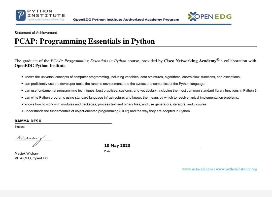 Ramya Desu on LinkedIn: #cisconetworkingacademy #redhat #cognitiveclass ... Ramya Desu on LinkedIn: #cisconetworkingacademy #redhat #cognitiveclass ...