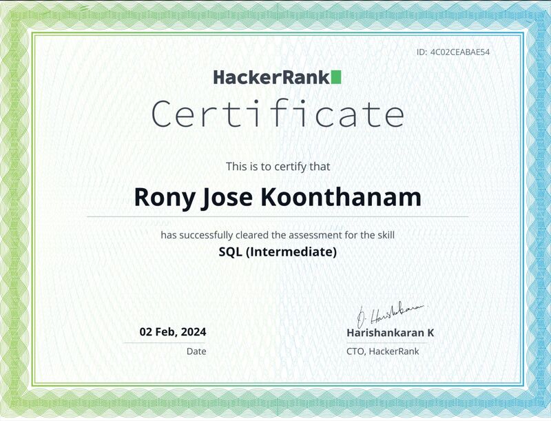 Rony Jose Koonthanam, PMP® on LinkedIn: #sql #sqlqueries #sqlchallenge ... Rony Jose Koonthanam, PMP® on LinkedIn: #sql #sqlqueries #sqlchallenge ...