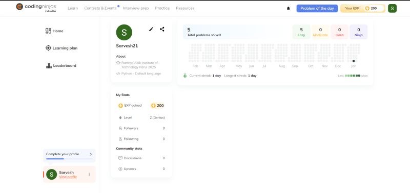 Sarvesh Mhatre on LinkedIn: #codingninjas #dsa #programmingjourney # ... Sarvesh Mhatre on LinkedIn: #codingninjas #dsa #programmingjourney # ...