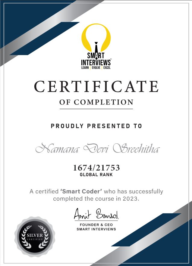 Devi Sreehitha Namana on LinkedIn: #datastructures #coding #algorithms Devi Sreehitha Namana on LinkedIn: #datastructures #coding #algorithms