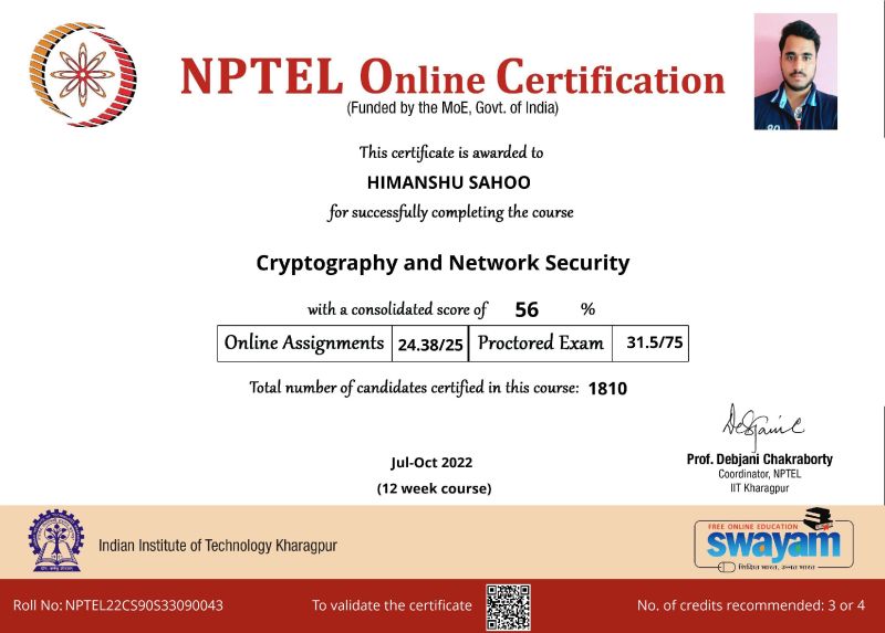 HIMANSHU SAHOO on LinkedIn: #nptel #cybersecurity #cryptography # ... HIMANSHU SAHOO on LinkedIn: #nptel #cybersecurity #cryptography # ...