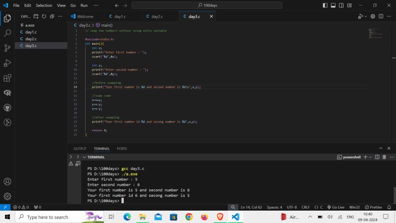 Day 3 of my #100DaysOfCode journey in C | Deepanshi Mittal posted on ... Day 3 of my #100DaysOfCode journey in C | Deepanshi Mittal posted on ...