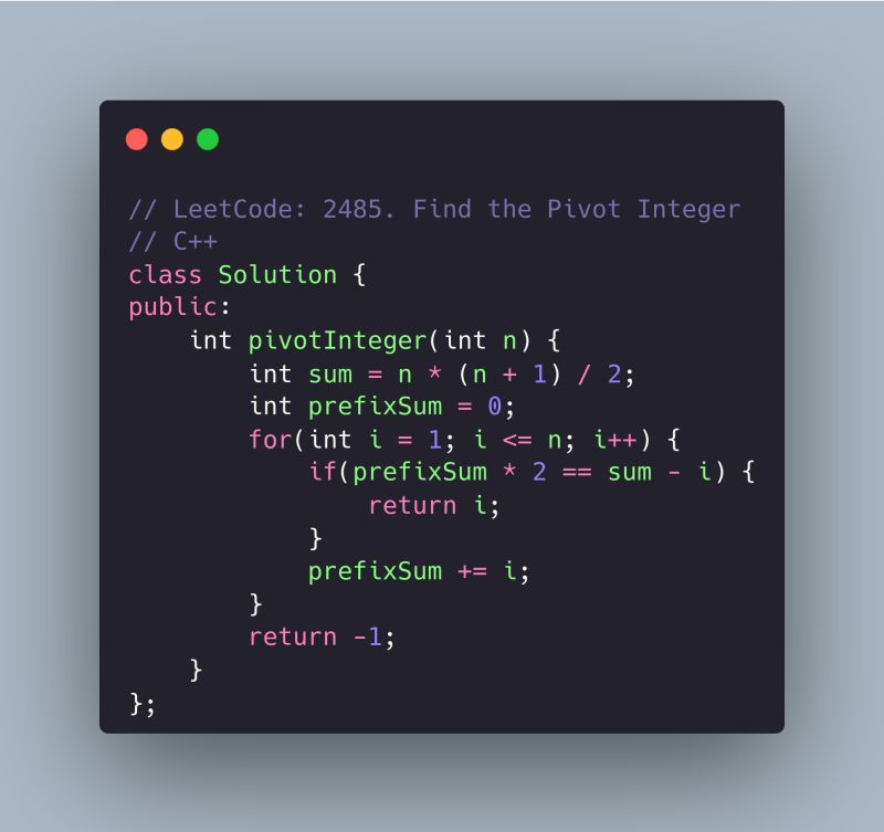 How to find the Pivot Integer for #leetcodechallenge | Biprodas Roy ... How to find the Pivot Integer for #leetcodechallenge | Biprodas Roy ...