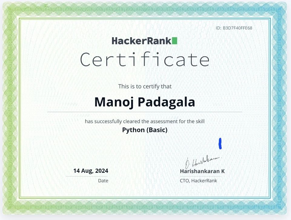 Padagala Manoj on LinkedIn: #python #hackerrank #programming #coding Padagala Manoj on LinkedIn: #python #hackerrank #programming #coding